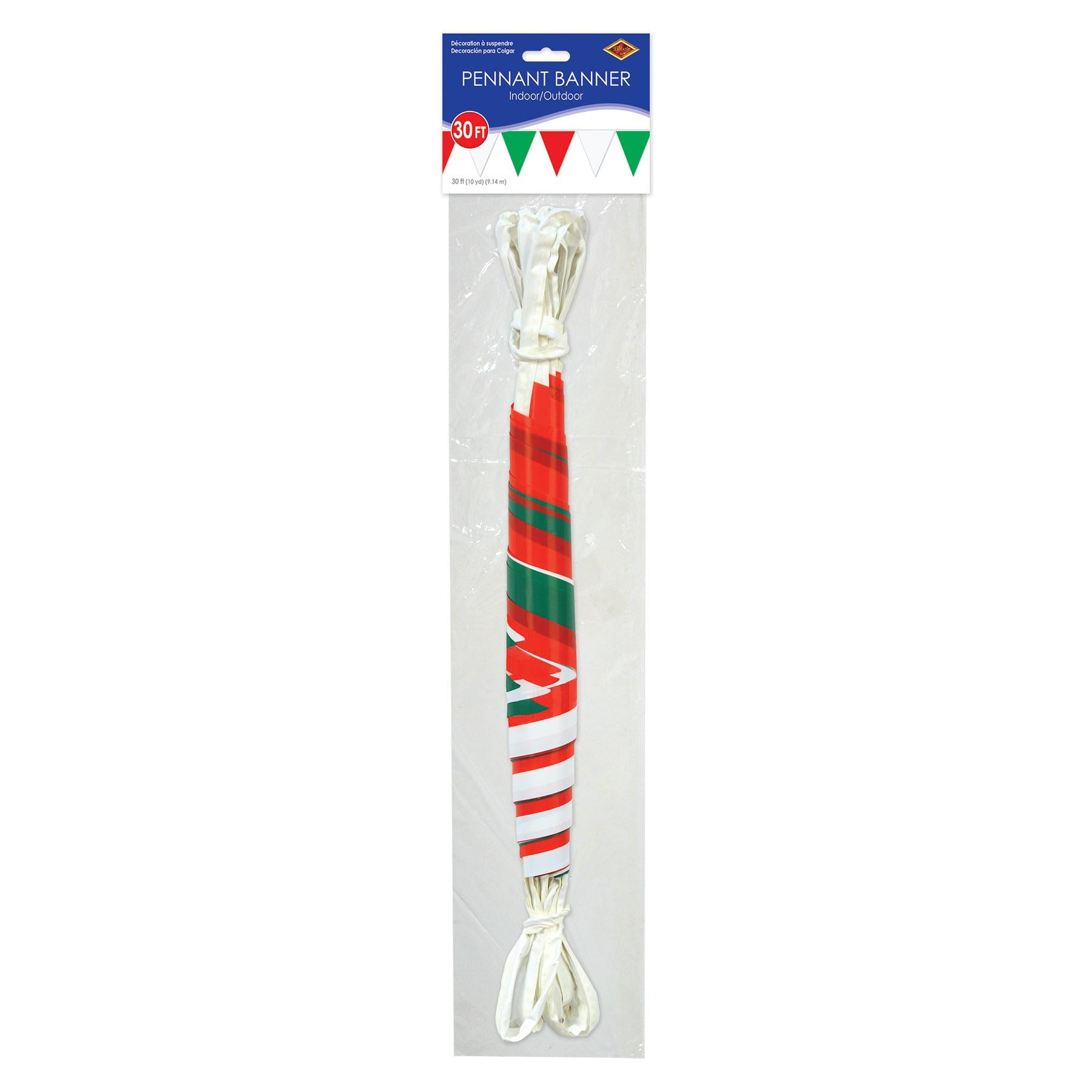 Red White & Green 30 ft. Party Pennant Banner | Beistle – Bulk Party ...