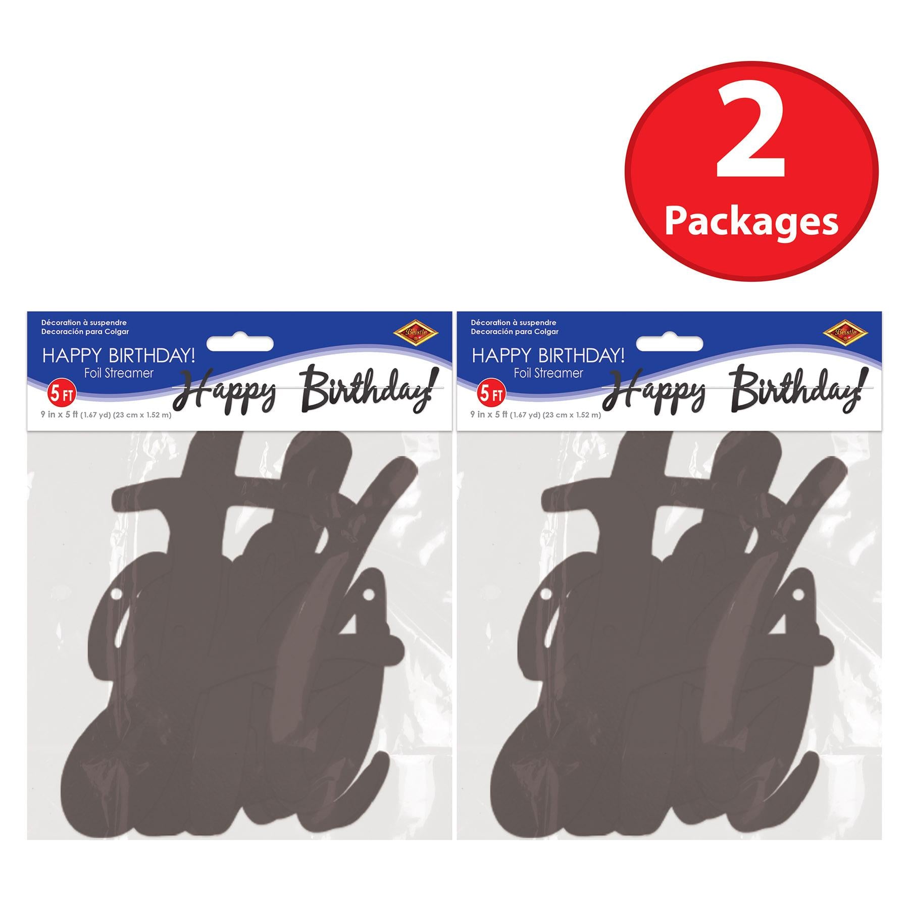 Foil Happy Birthday Party Streamer Black | Beistle – Bulk Party Supplies