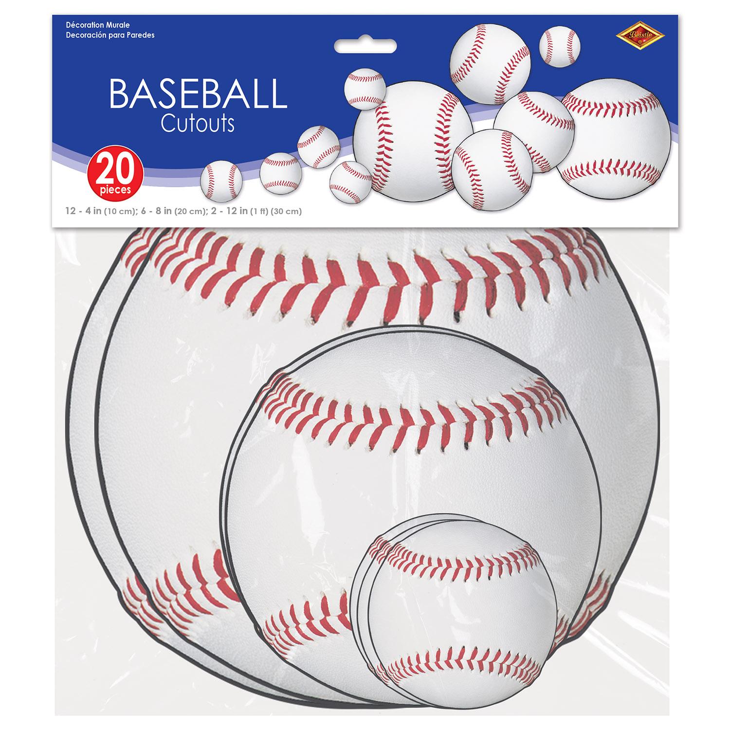 20 Count Baseball Party Cutouts Assorted Sizes | Beistle – Bulk Party ...