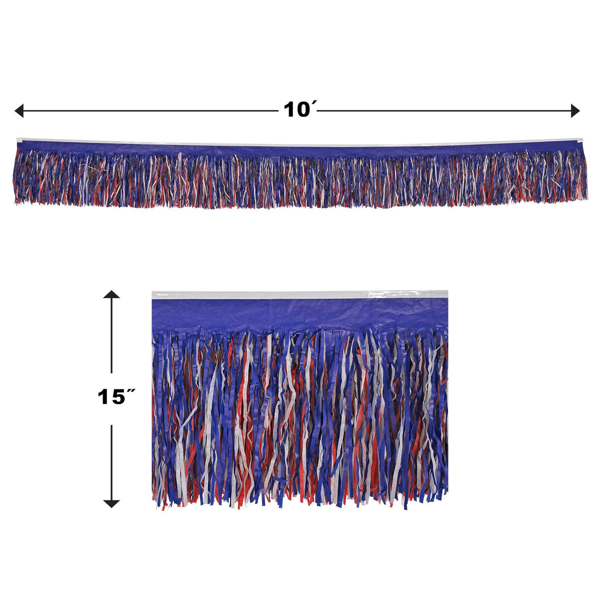 Tissue Fringe Drape - red, white, blue
