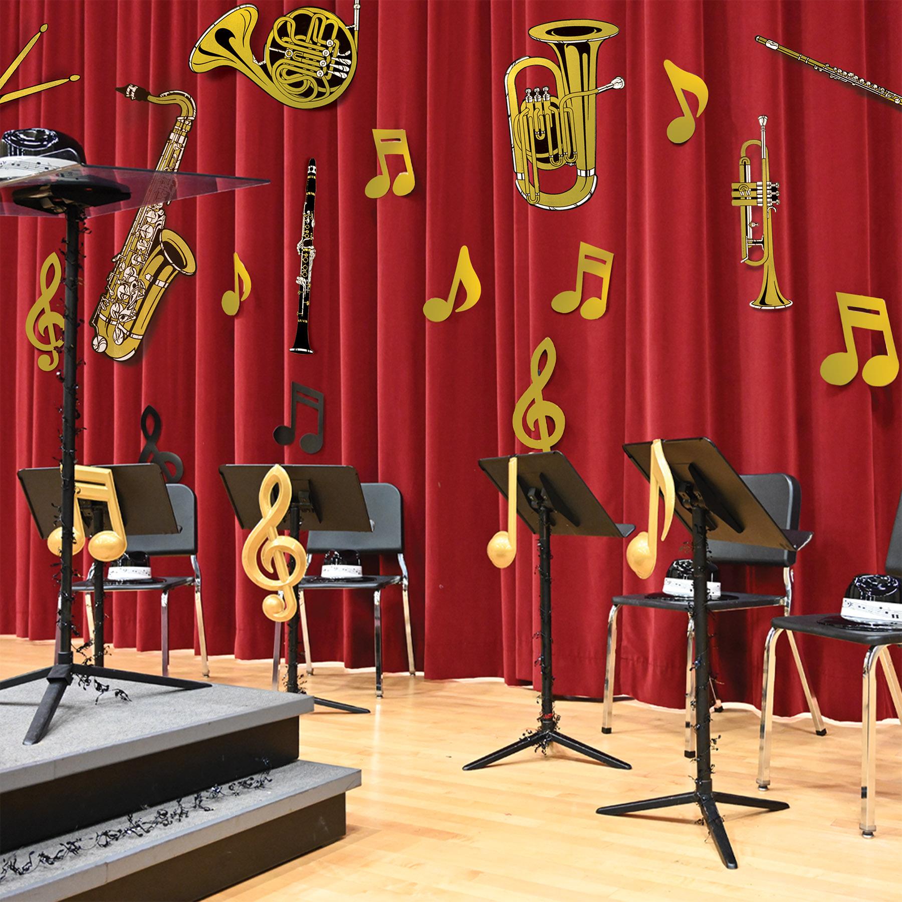 15 Count Gold Foil Musical Instruments Party Cutouts | Beistle – Bulk ...