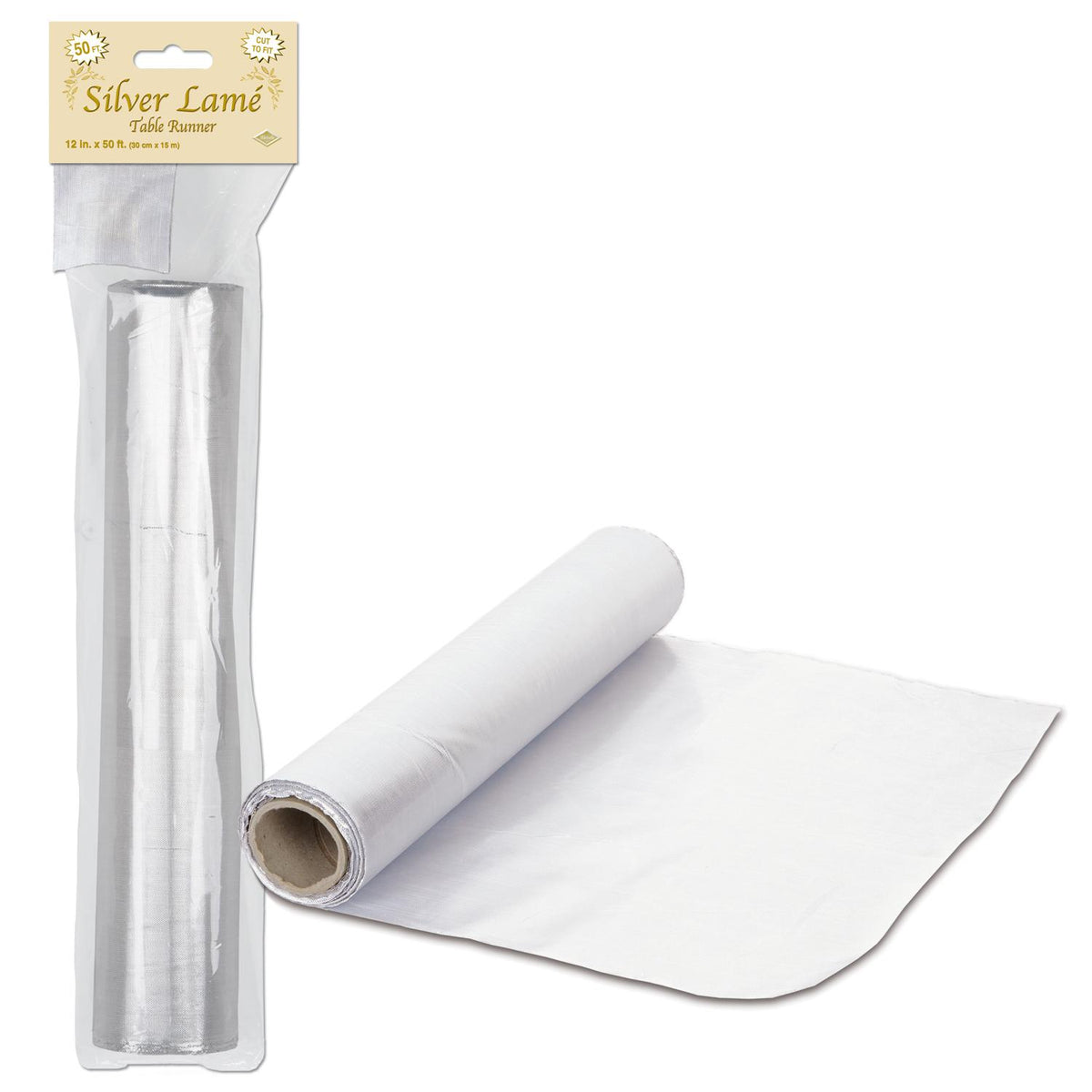 Beistle Lame Table Runner - silver - cut to length – Bulk Party Supplies