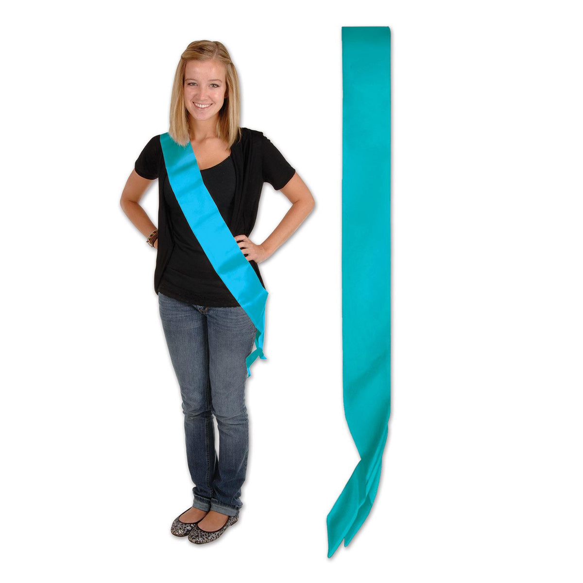Turquoise Satin Sash 33" x 4" | Beistle – Bulk Party Supplies