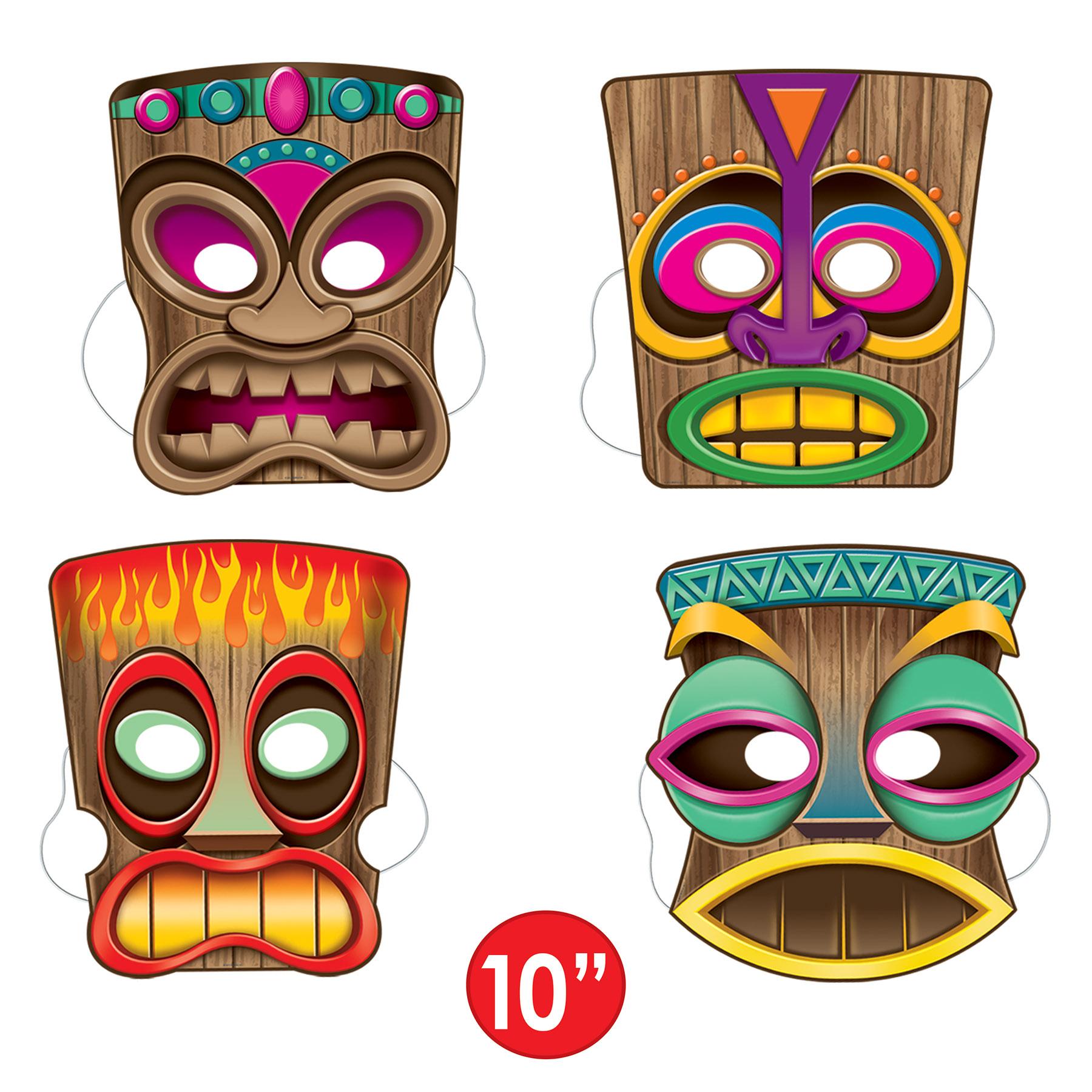 Luau Party Tiki Masks (4 per Package) - Price: $4.50