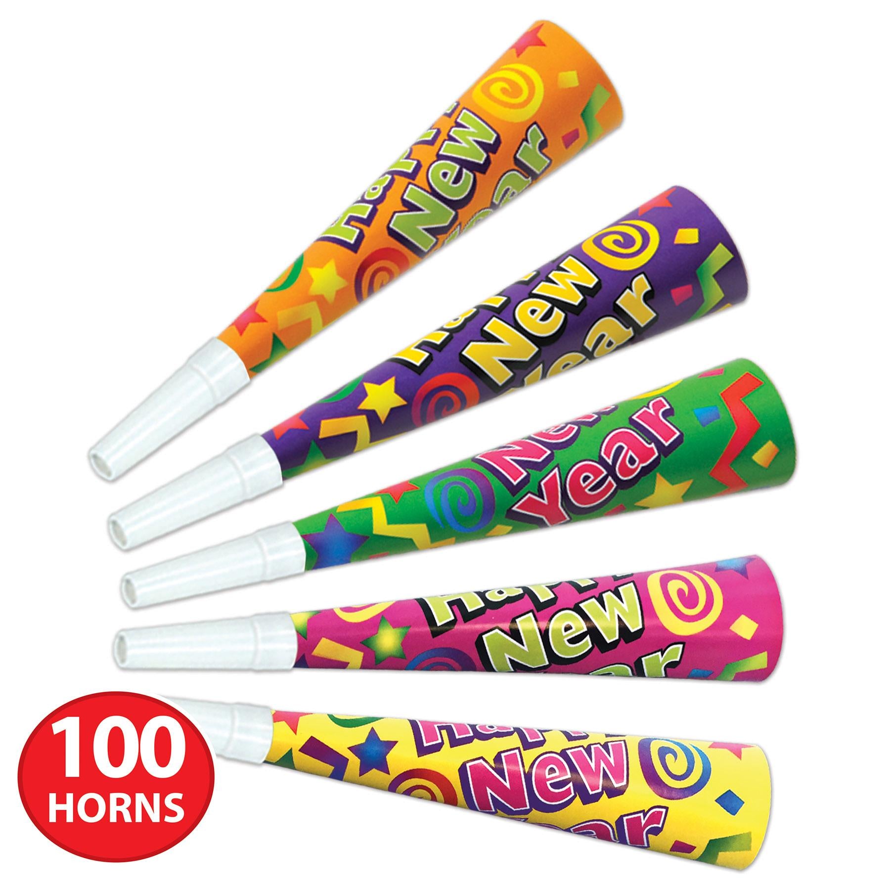 Beistle Color-Brite New Years Party Horns – Bulk Party Supplies